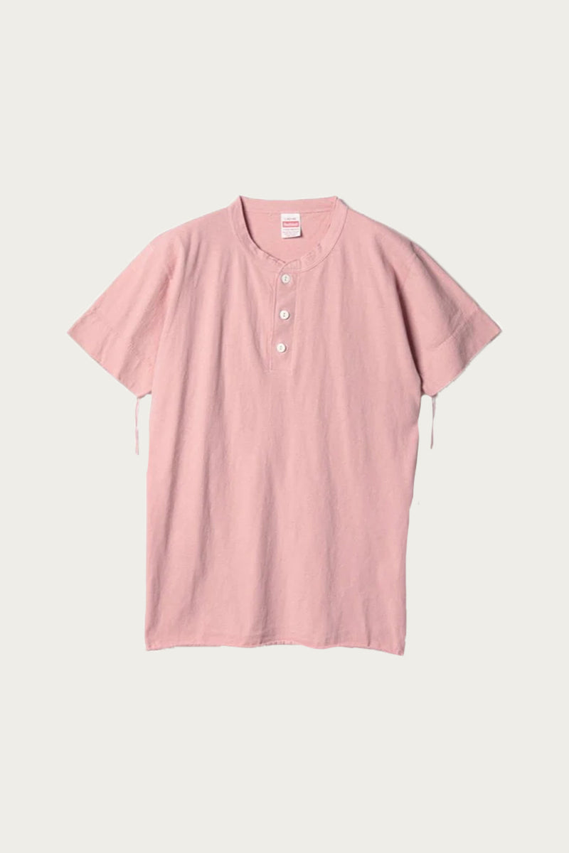 Healthknit Garment Pigment Dye S/S Henley | Pink | Canoe Club
