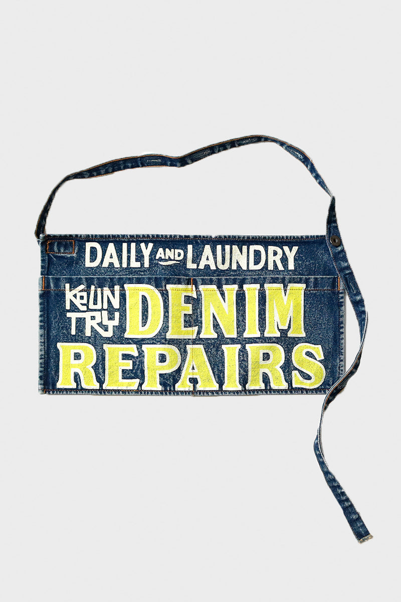 Kapital 13oz Denim Damaged Short AD Apron (DENIM REPAIRS) | Yellow ...