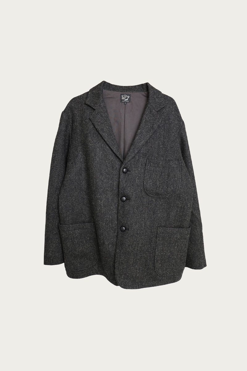 OrSlow Relax Fit Harris Tweed Jacket | Black | Canoe Club