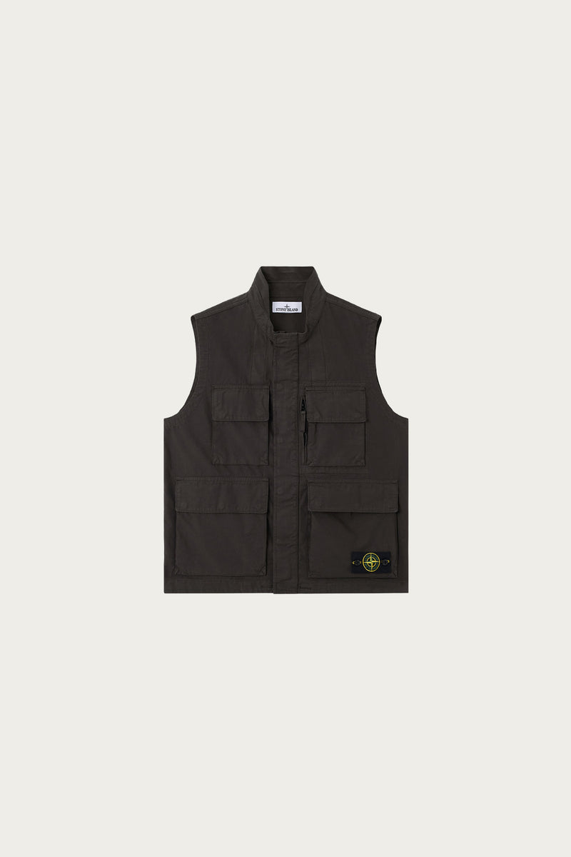 Stone Island Canvas Weave Cotton Utility Vest | Washed Black | Canoe Club