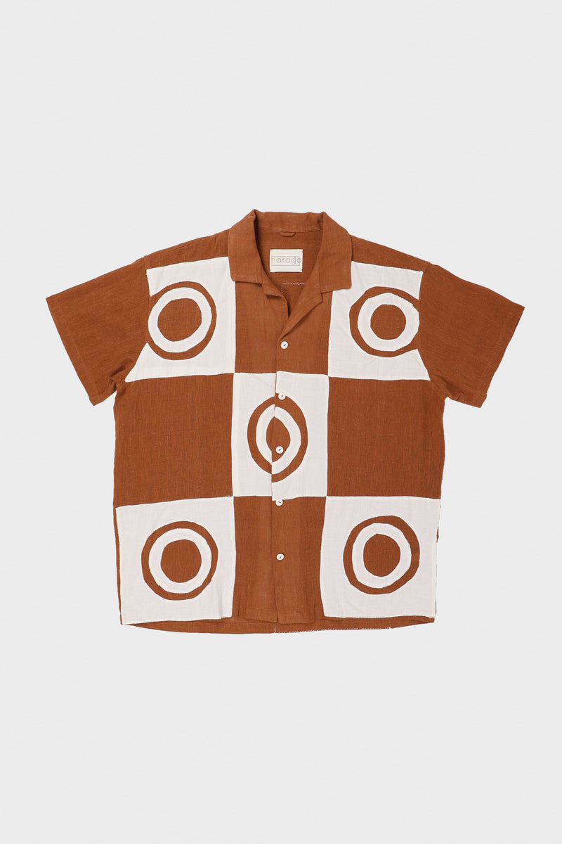 Harago Patchwork Shirt | Brown | Canoe Club